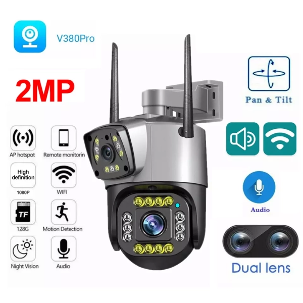 V380 Pro Caméra de Surveillance Dual Lens PTZ 360° 4G