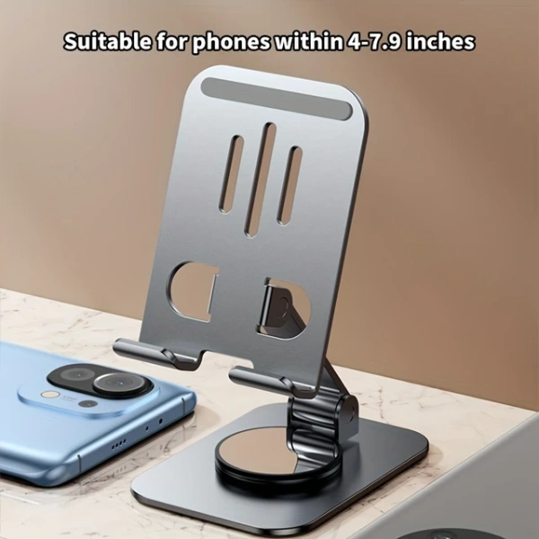 Support de Téléphone Portable en Métal Rotatif à 360° pour Bureau