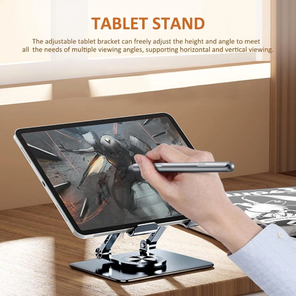 Support Tablette Rotatif 360° en Aluminium - Pliable, Universel