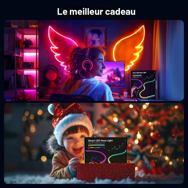 Bande Lumineuse Néon LED RGB Intelligente WiFi et Bluetooth – 3m